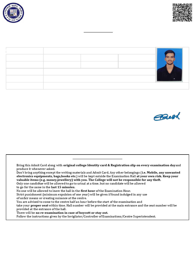 BBA Admit Card for Exam 2025 | PDF