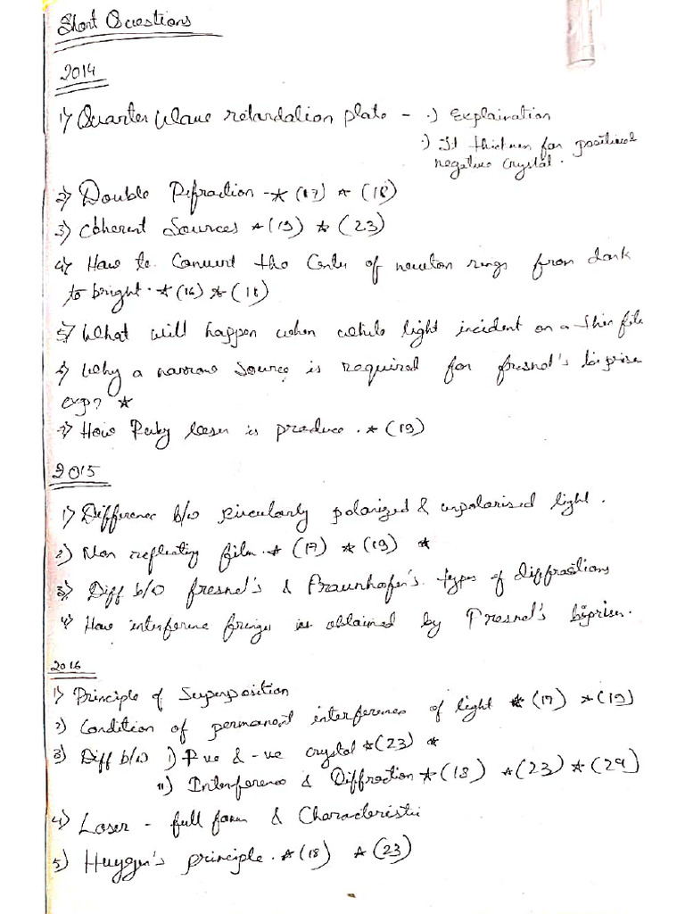 Physical Optics Pyq Years | PDF