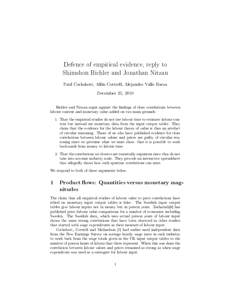 Defence of Empirical Evidence, Reply To Shimshon Bichler and Jonathan ...