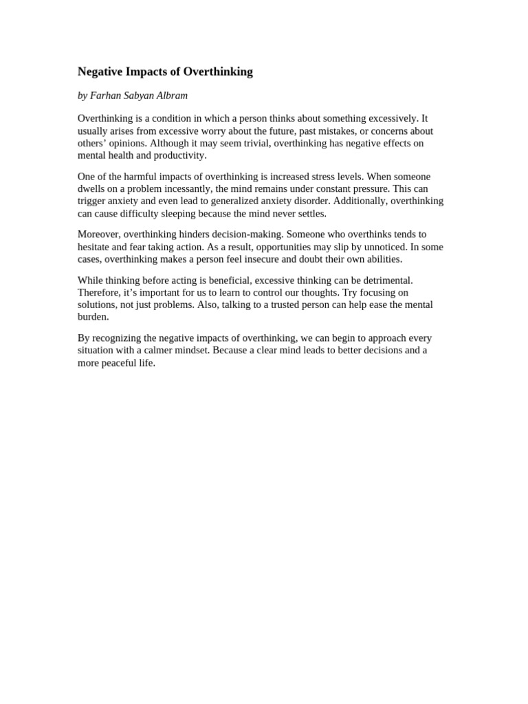 Negative Impacts of Overthinking | PDF