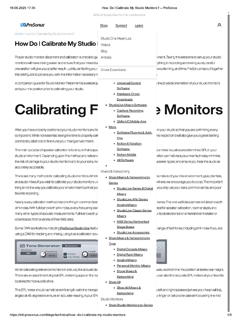 How Do I Calibrate My Studio Monitors | PDF