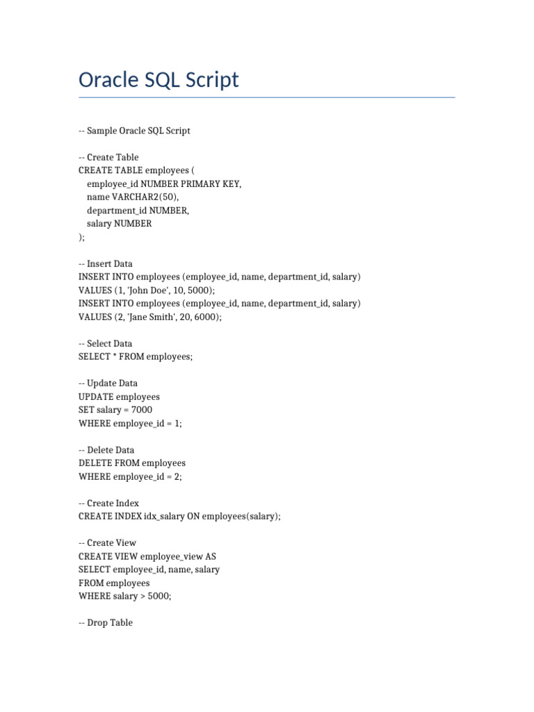 Oracle SQL Script Document | PDF