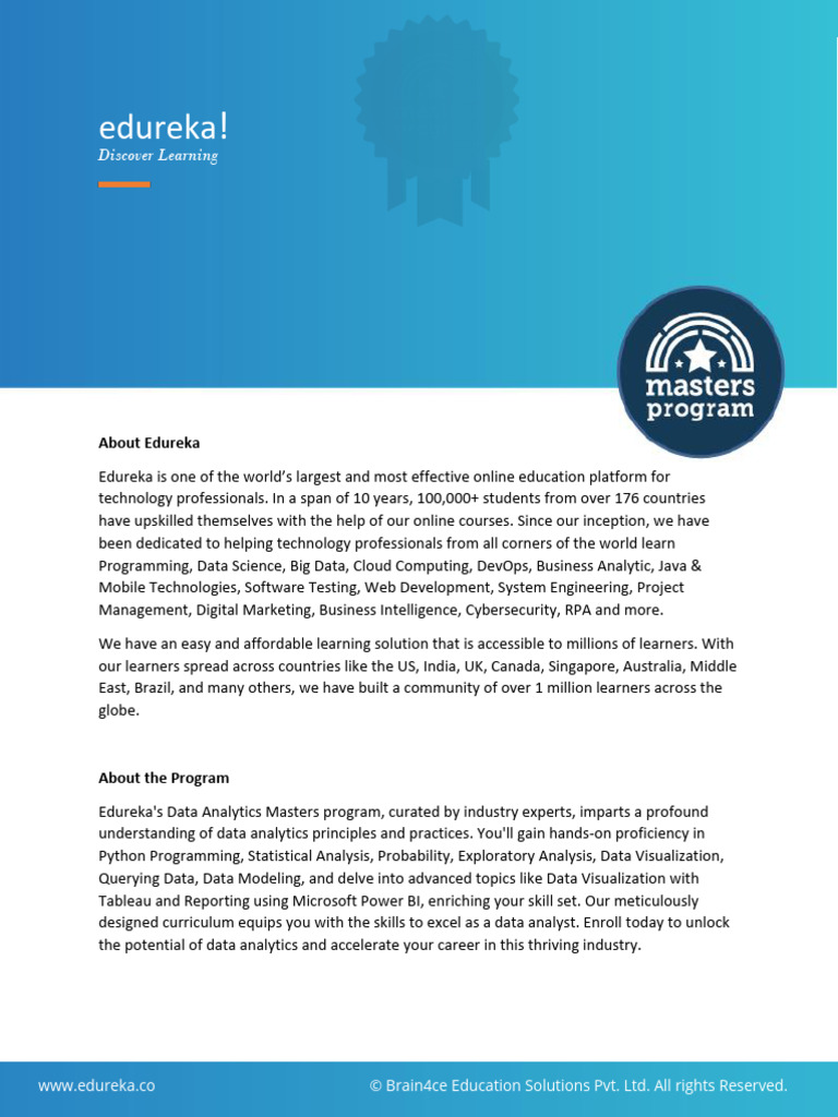 Edureka Training - Data Analytics Masters Program | PDF | Parameter ...