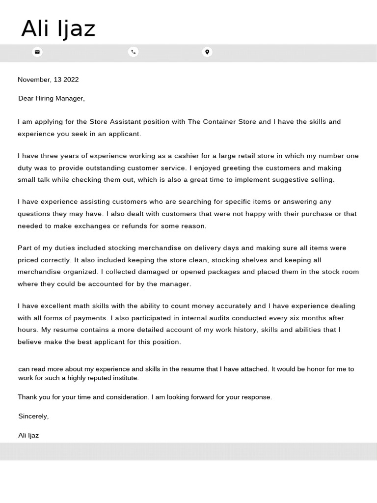 Cover-Letter - New - Store Keeper | PDF