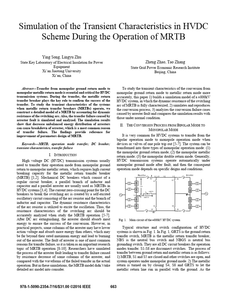 Transient Analysis of MRTB in HVDC Systems | PDF | High Voltage Direct ...