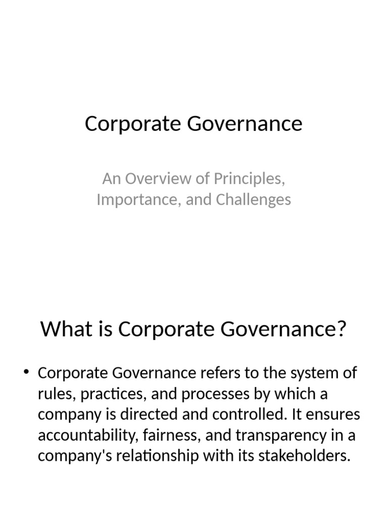 Understanding Corporate Governance Essentials | PDF