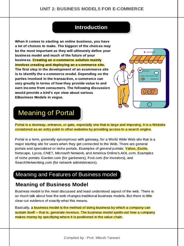 Unit 2 Business Models For E-Commerce | PDF | Sales | E Commerce
