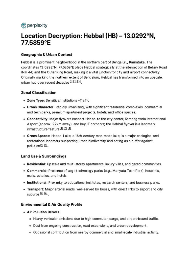 Location Decryption - Hebbal (HB) | PDF | Natural Environment ...