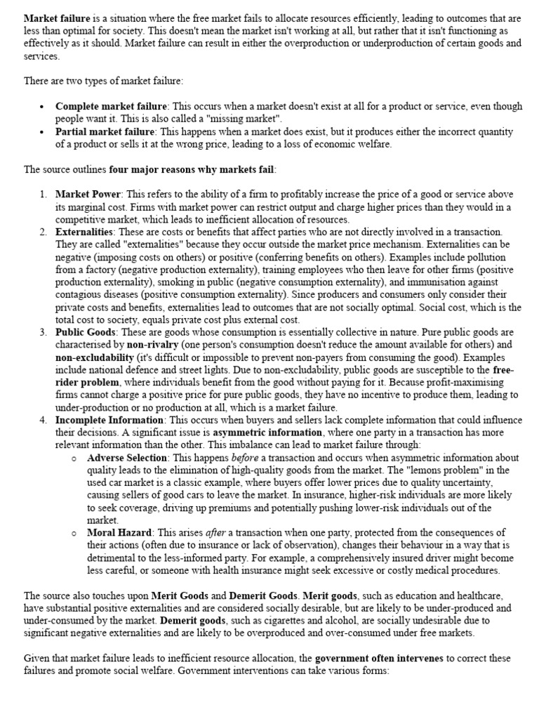 Understanding Market Failure and Solutions | PDF | Externality | Market ...