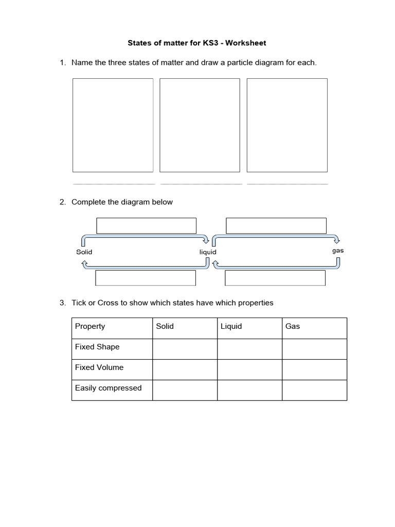 KS3 States of Matter Worksheet | PDF | Liquids | Transparent Materials