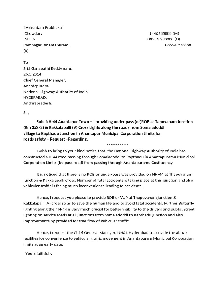 CMRF Letter | PDF | Traffic