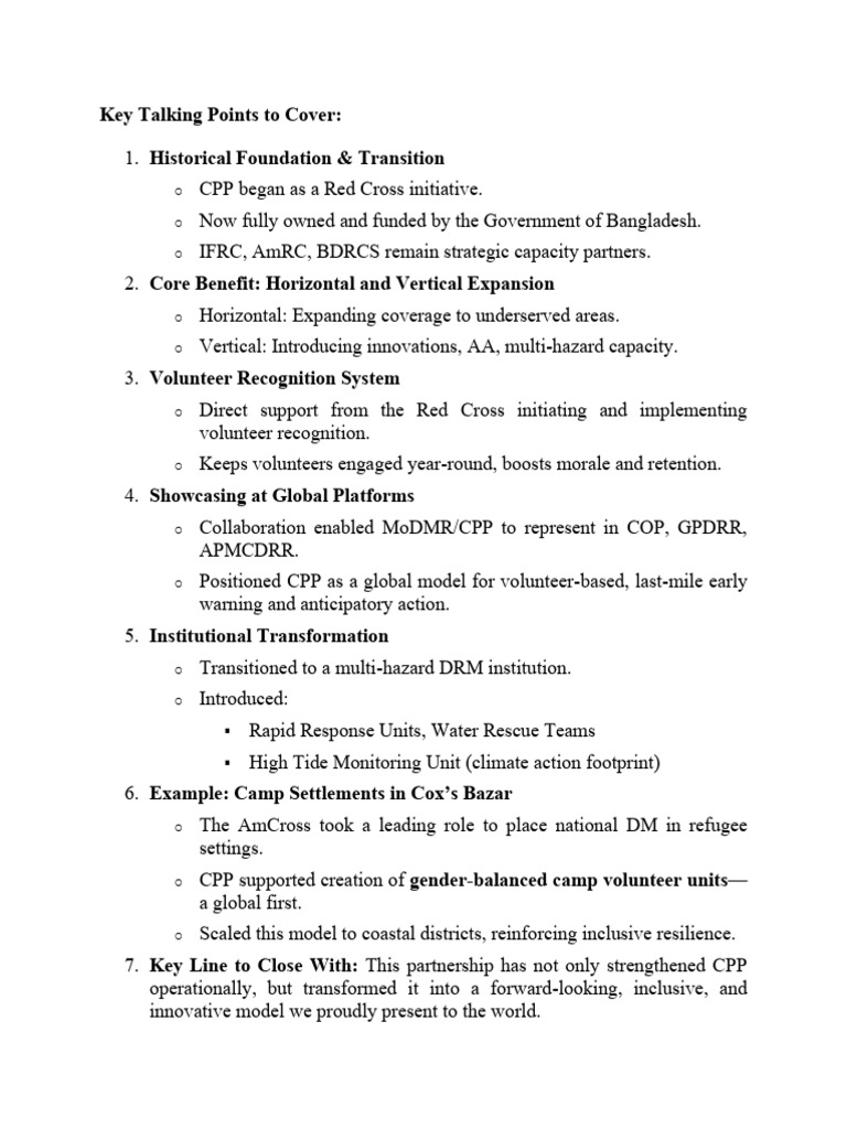 Key Talking Points SPP | PDF | Volunteering