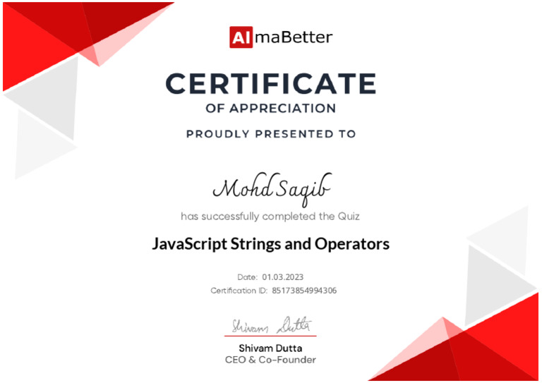 Mohd Saqib: Javascript Strings and Operators | PDF