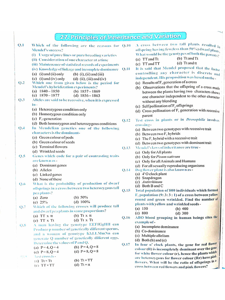 Principle of Inheritance & Variations. | PDF