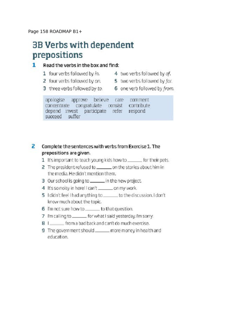 Verbs With Dependent Prepositions | PDF