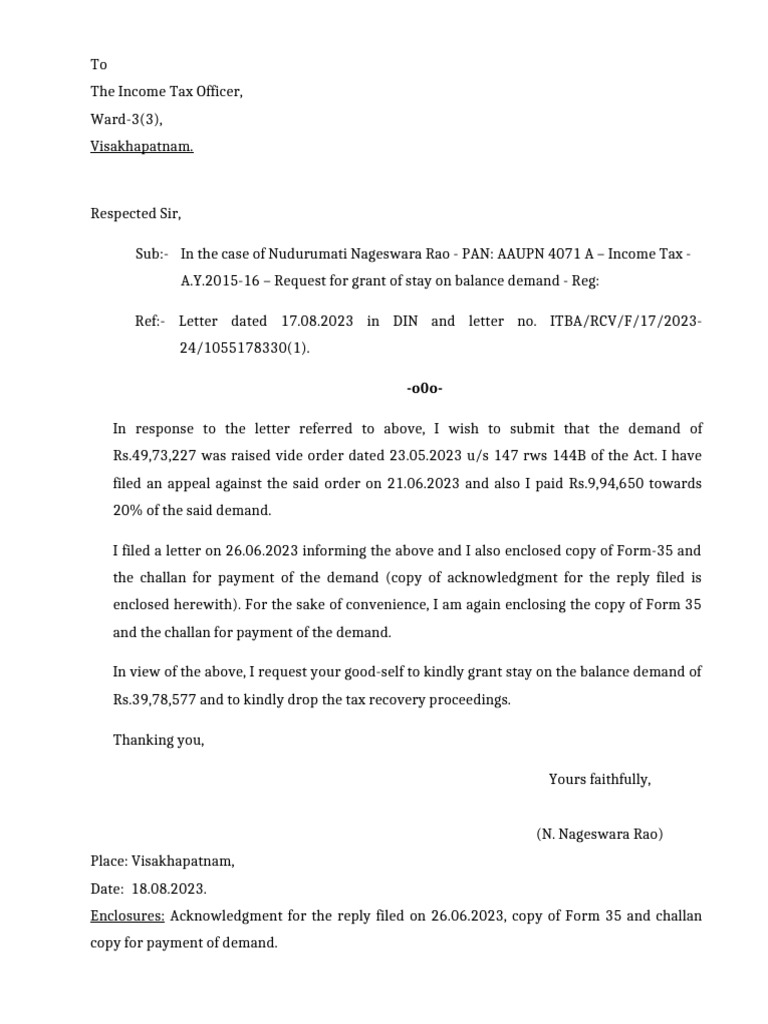 Stay Request for N. Nageswara Rao | PDF