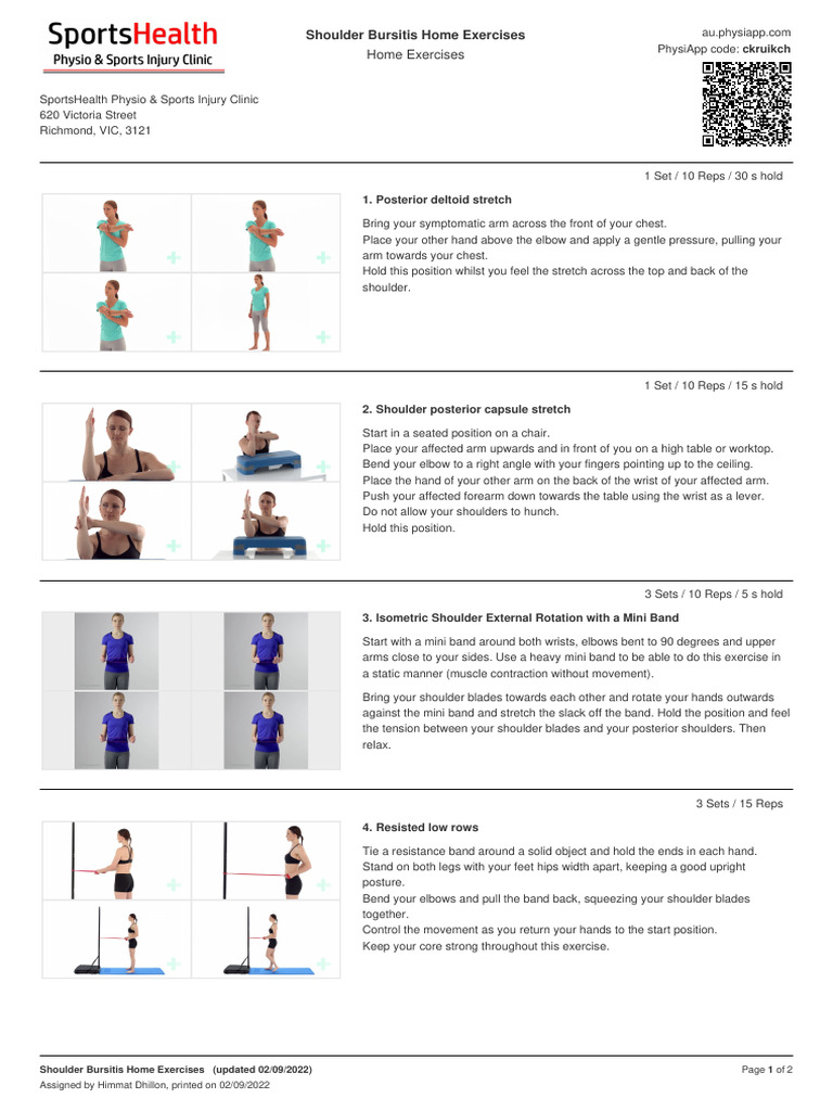 Shoulder Bursitis Exercise Guide | PDF | Elbow | Arm