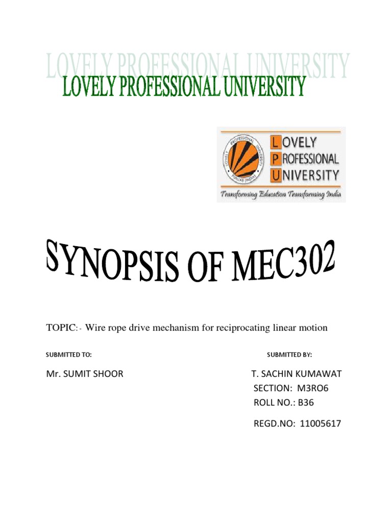 Wire Ropes Drive Mechanism For Reciprocating Linear Motion | PDF | Wire ...