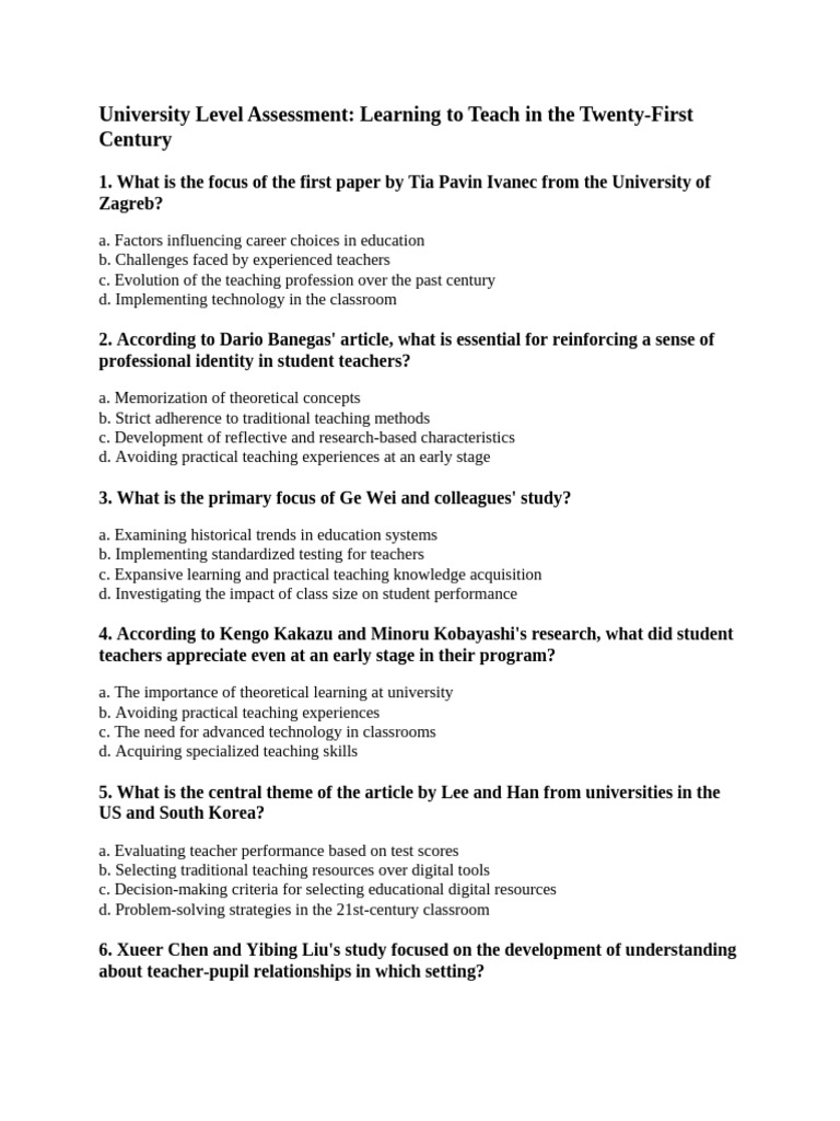 University Teacher Education Challenges In 21st Century Pdf