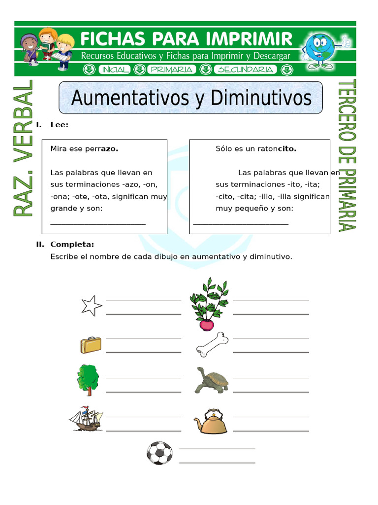 Ejercicios de Aumentativos y Diminutivos | PDF