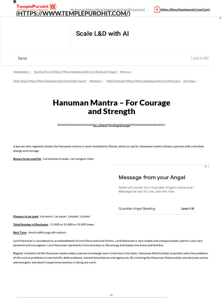Hanuman Mantra - For Courage and Strength, Success and Prosperity | PDF ...