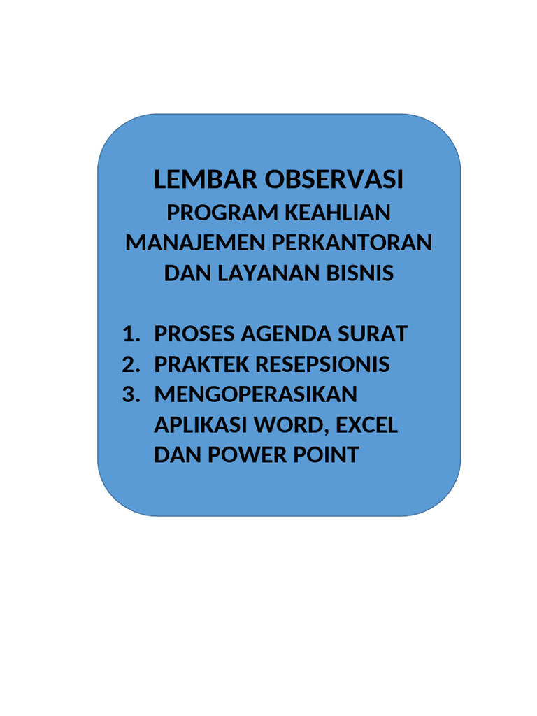 Lampiran 4 Contoh Lembar Observasi PKL | PDF