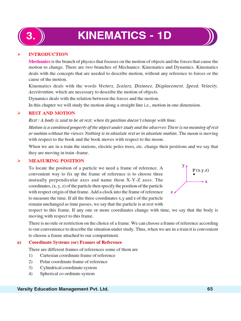 3. Kinematics - 1D | PDF | Velocity | Speed