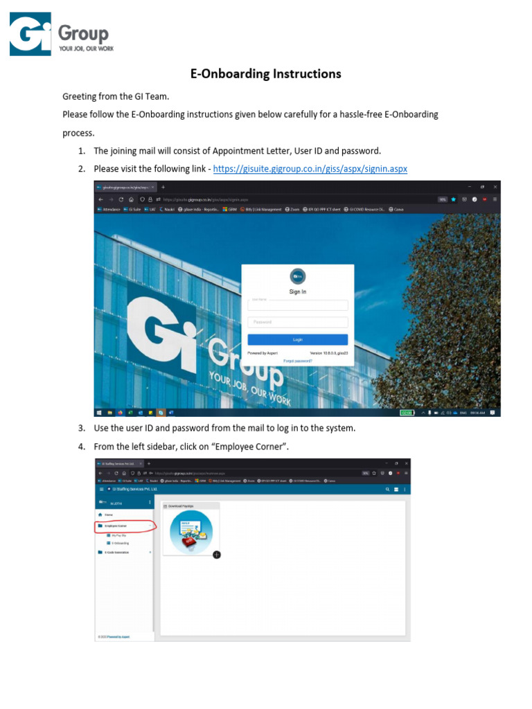 Onboarding Instructions | PDF
