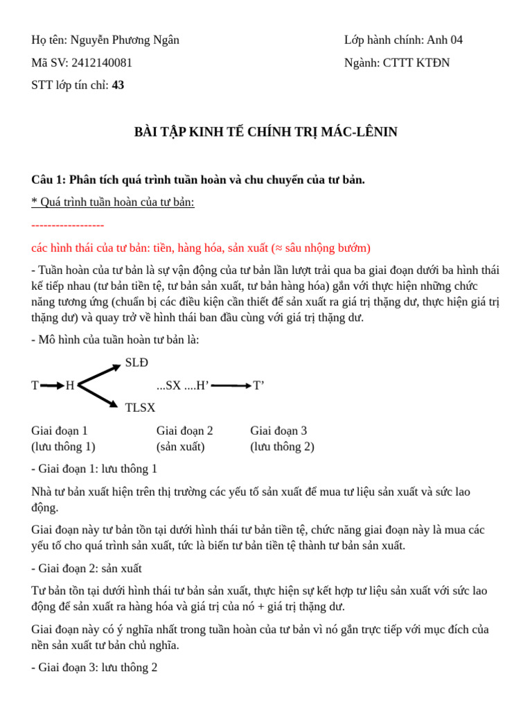 BTVN KTCT Mác Lenin 6 | PDF