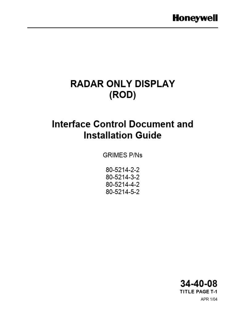 34-40-08 Radar Only Display Interface Control Document and Installation Guide | PDF | Cursor ...