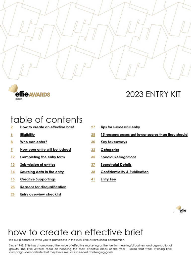 Effie India 2023 Entry Kit - Latest | PDF | Marketing | Brand