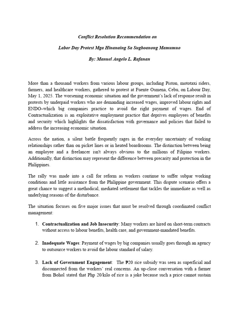 Individual Conflict Resolution Recommendation | PDF | Cost Of Living ...