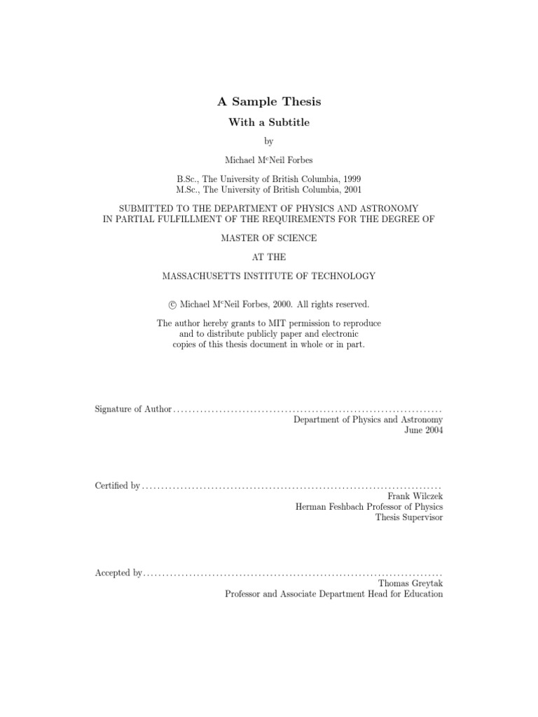 A Sample Thesis | PDF | Thesis | Physics