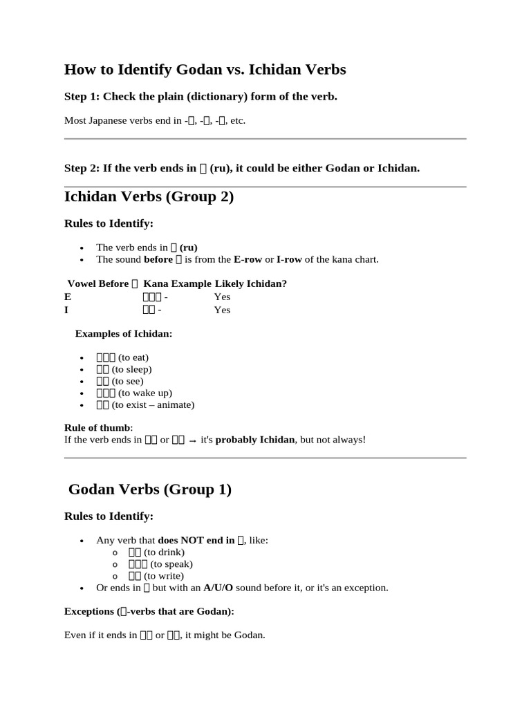 Godan and Ichidan | PDF