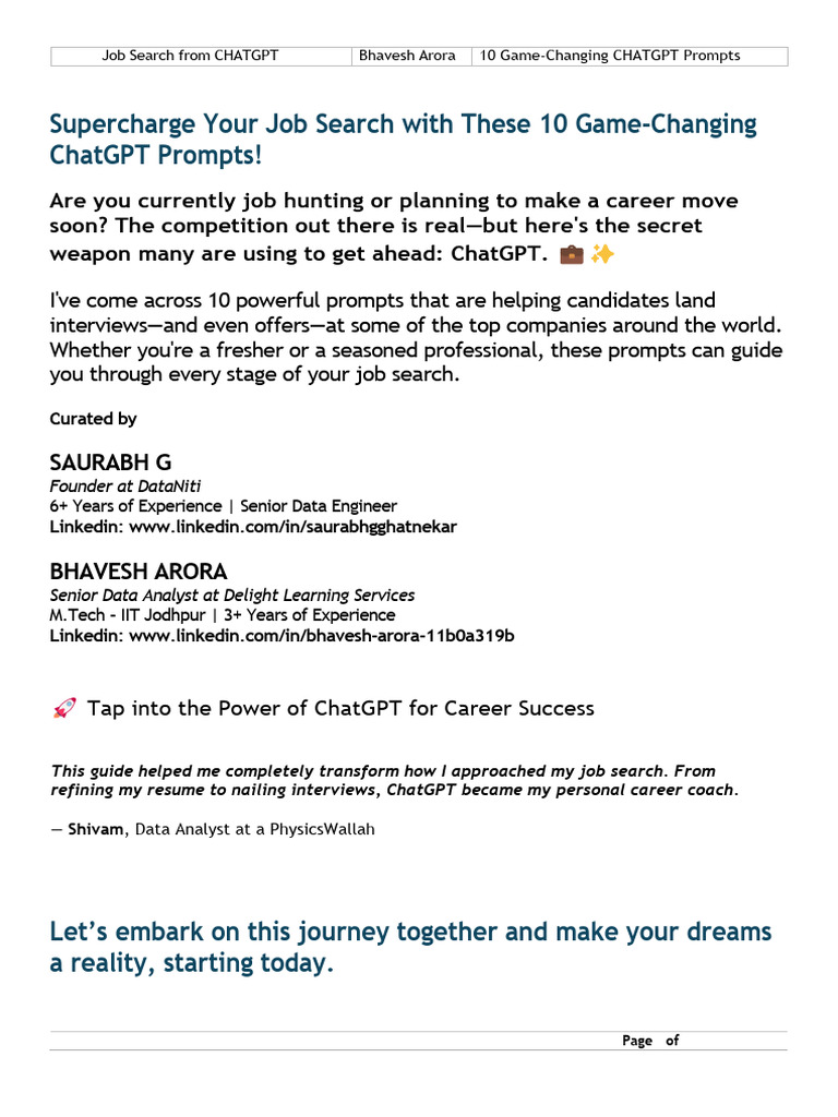 Game-Changing ChatGPT Job Search Prompts | PDF | Résumé | Recruitment