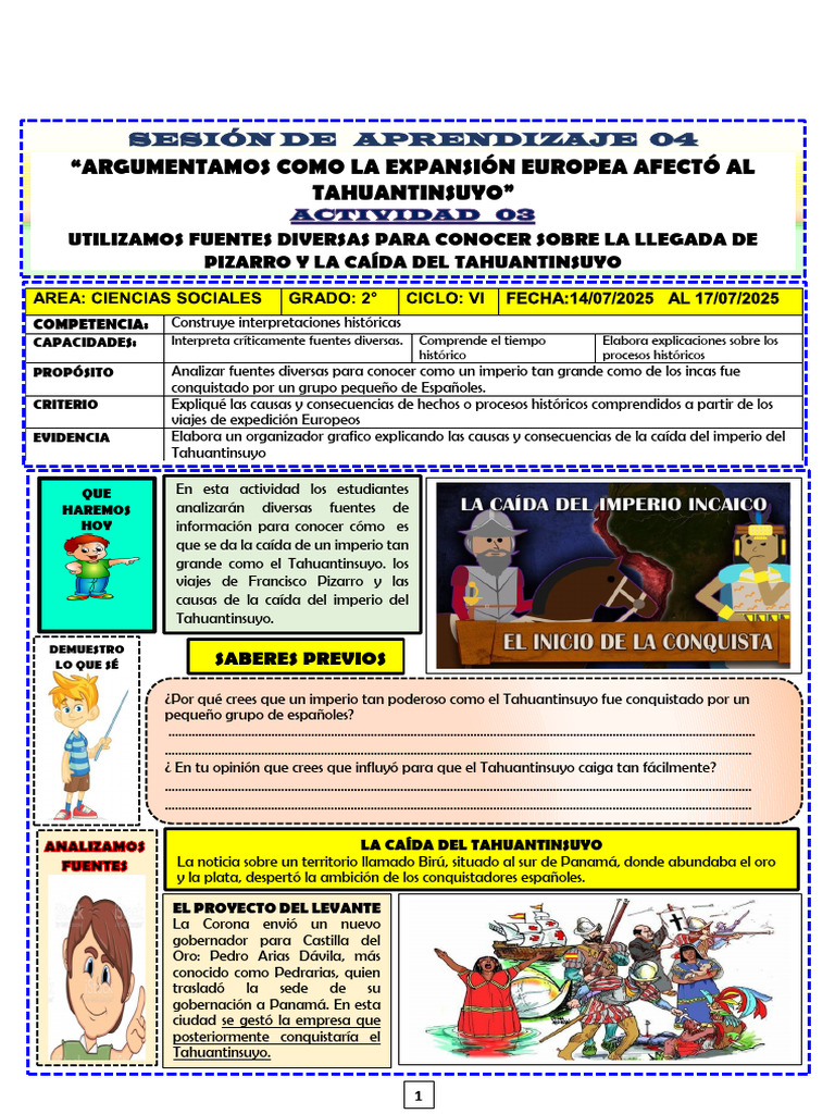 CCSS 2° UNIDAD 4 SES. 3-1-4 Waaaaaaaaa | PDF | Francisco Pizarro ...