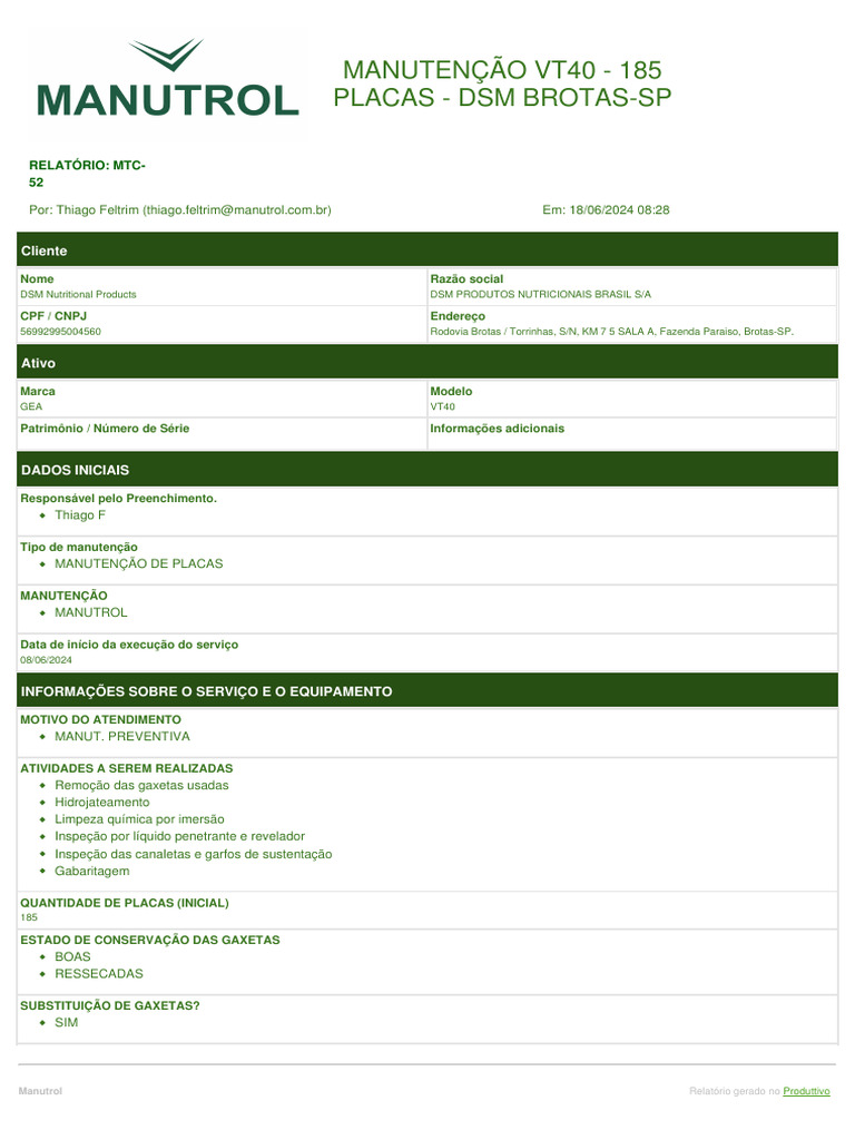 MTC 1845-24 Rev.00 (Os 3575) (DSM Brotas-Sp) - Vt40 - 185 Placas | PDF