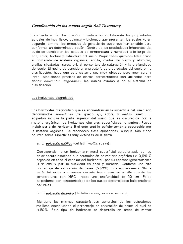 Clasificacion de Los Suelos Segun Soil Taxonomy | PDF | Suelo | Clima