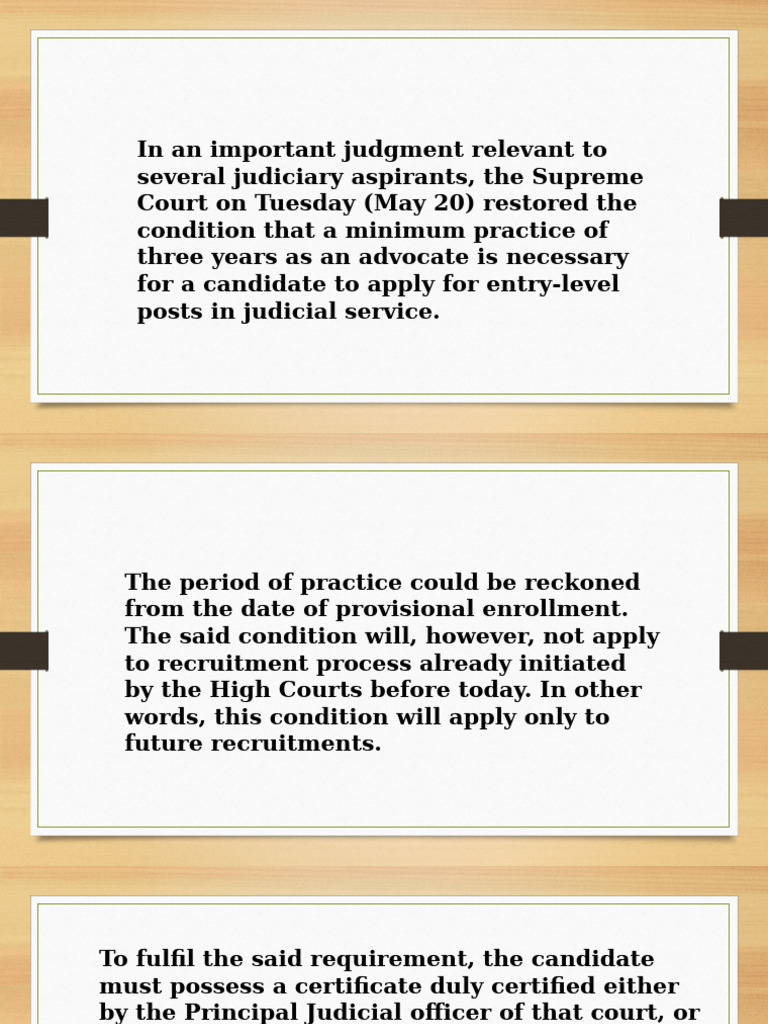 Supreme Court Sets 3-Year Advocate Requirement | PDF
