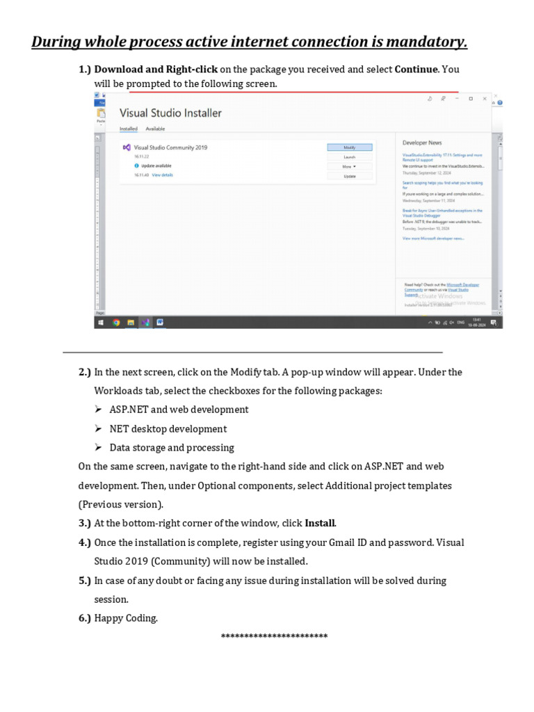Steps For Visual Studio 2019 | PDF