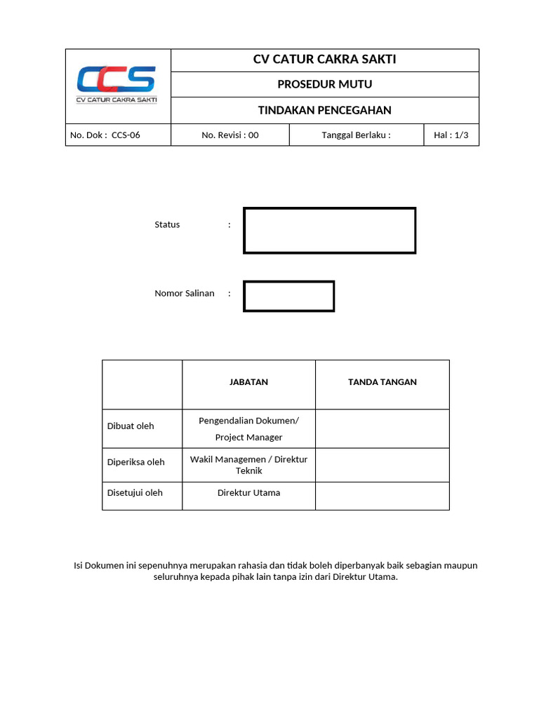 06 Tindakan Pencegahan CCS | PDF
