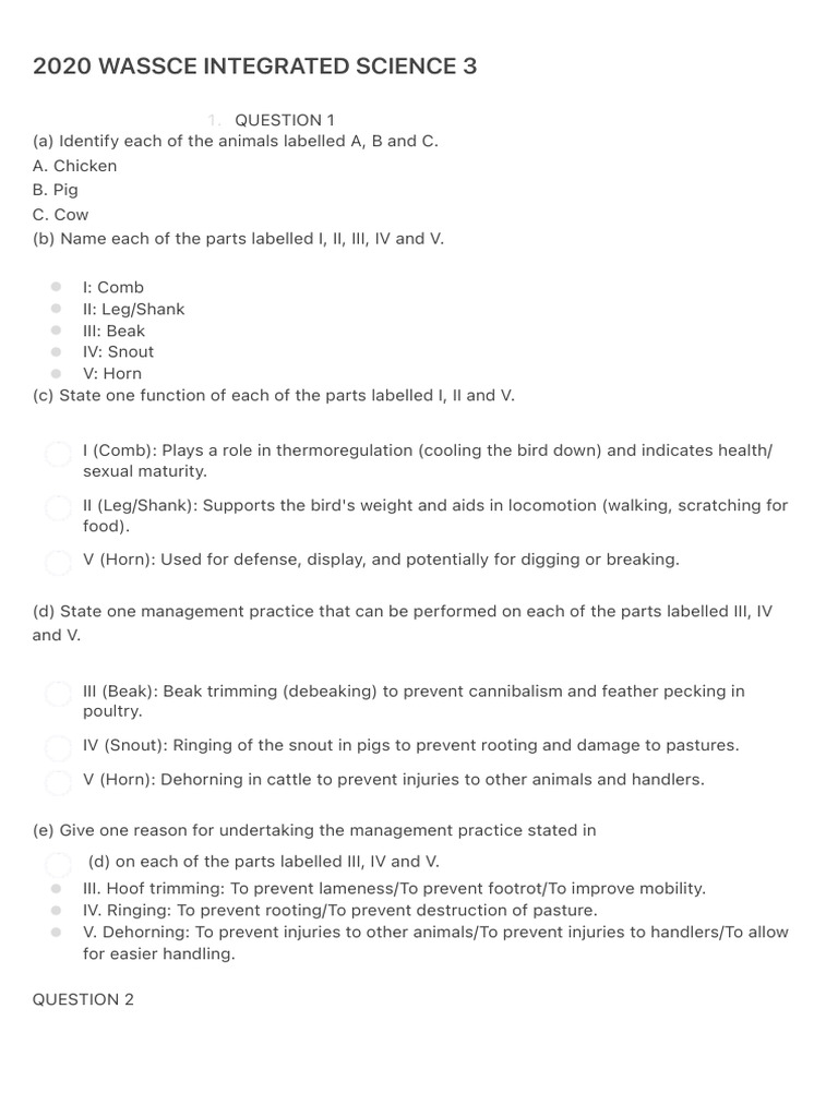 2020 Wassce Integrated Science 3-1 | PDF | Digestion | Chemistry