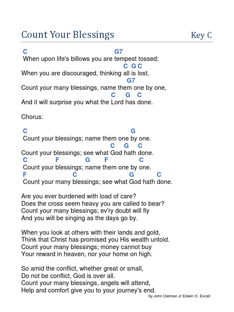Count Your Blessings Lyrics and Chords | PDF | Religious Belief And ...