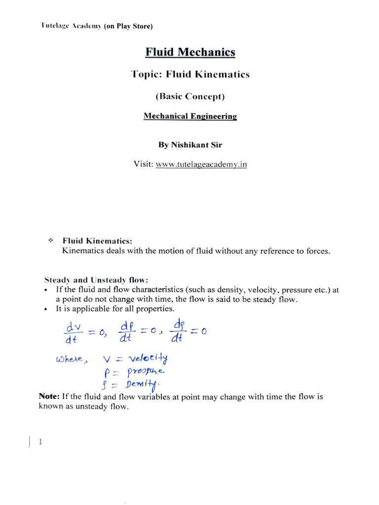 Fluid Kinematics (Basic Concept) - 27509235 | PDF | Vortices | Fluid Dynamics