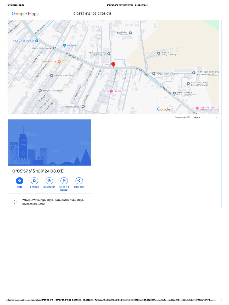 0°05'57.6 - S 109°24'08.0 - E - Google Maps | PDF