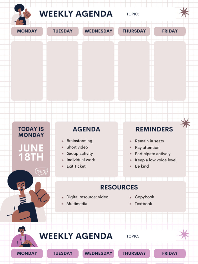 Colorful Simple Weekly and Daily Class Agenda PDF | PDF