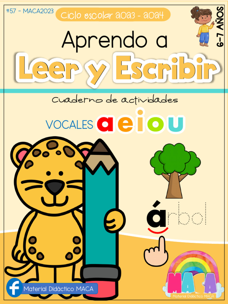 Cuaderno de Vocales Primaria Material Didáctico Maca | PDF | Caso de carta | Aprendizaje