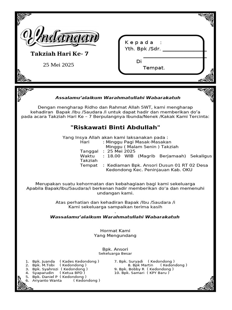 Undangan Yasinan | PDF