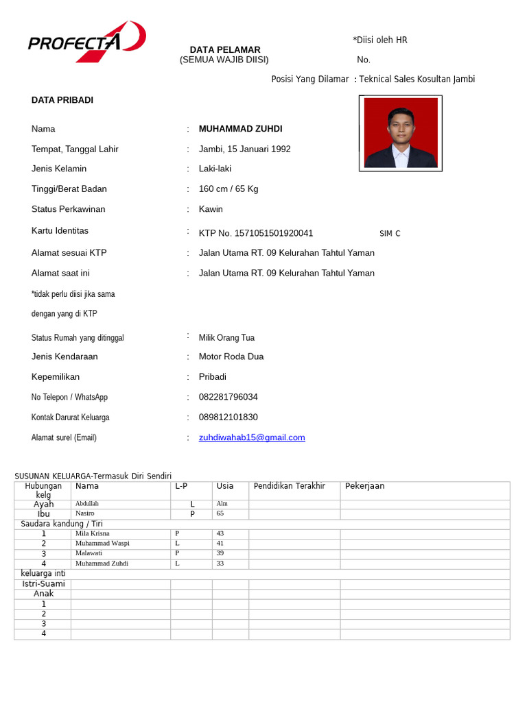 Form Kandidat Karyawan 2025 | PDF