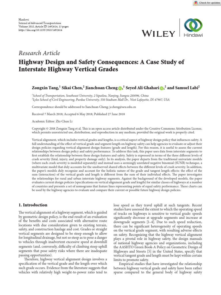 Journal of Advanced Transportation - 2018 - Tang - Highway Design and ...